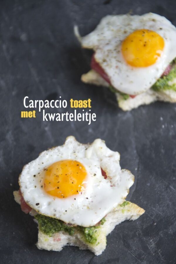 Carpaccio op toast met een kwarteleitje - paas recept | Brenda Kookt!