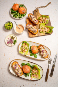 Trio van vis: voorgerecht met zalm, tonijn en Hollandse garnalen